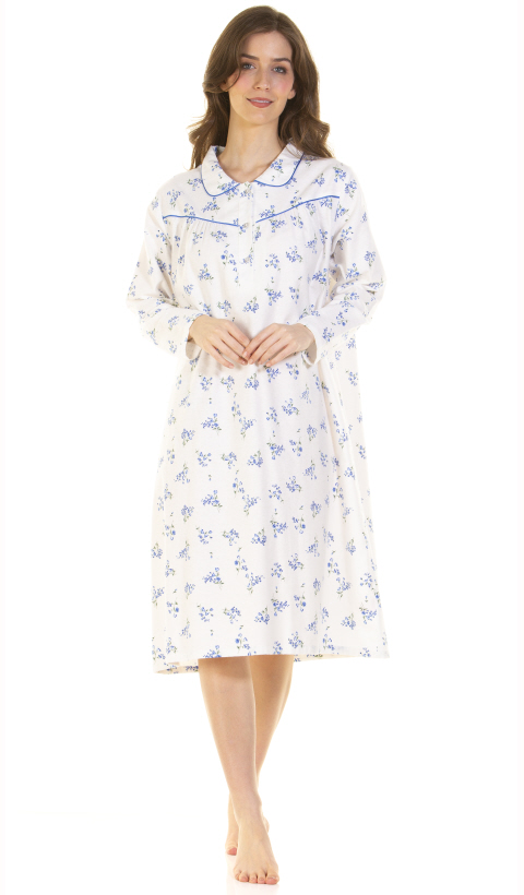 Sue Marks Wincey Meadow Long Sleeve Flannel Nightdress - Suzanne Charles