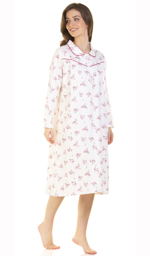 Sue Marks Wincey Meadow Long Sleeve Flannel Nightdress - Suzanne Charles