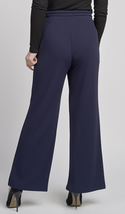 Pinns Wide Leg Trouser With Waist Detail - Suzanne Charles