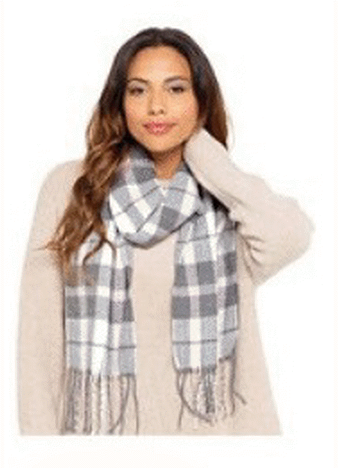 Ladies check Scarf with Tassels - Suzanne Charles