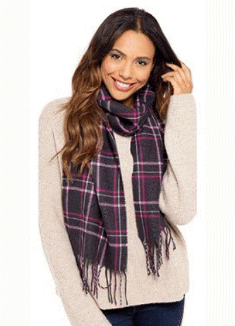 Ladies check Scarf with Tassels - Suzanne Charles