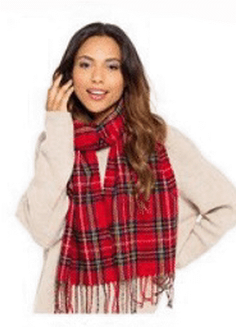 Ladies check Scarf with Tassels - Suzanne Charles