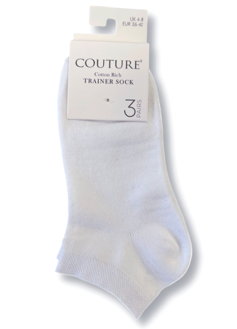 Couture Cotton Rich White Trainer Socks - Suzanne Charles