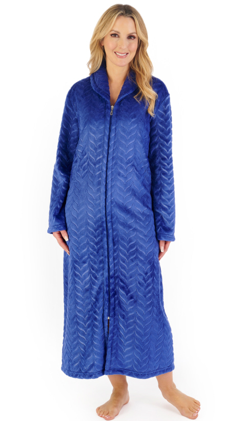 Slenderella Super Soft Jacquard Zip Housecoat - Suzanne Charles