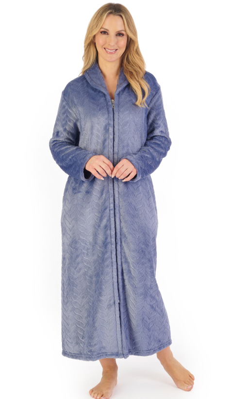 Slenderella Super Soft Jacquard Zip Housecoat - Suzanne Charles