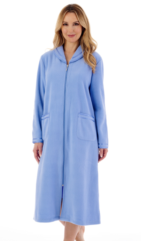 Slenderella Polar Fleece Zip Front Housecoat - Suzanne Charles