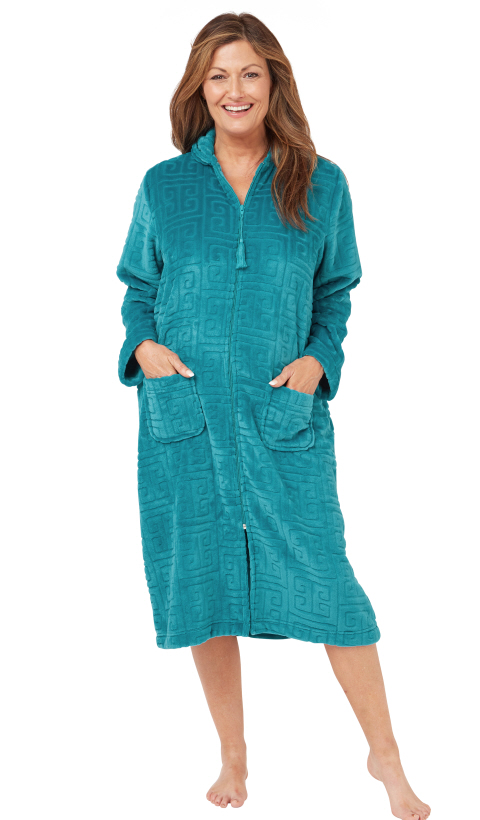 Marlon Jacquard Embossed Zip Housecoat - Suzanne Charles