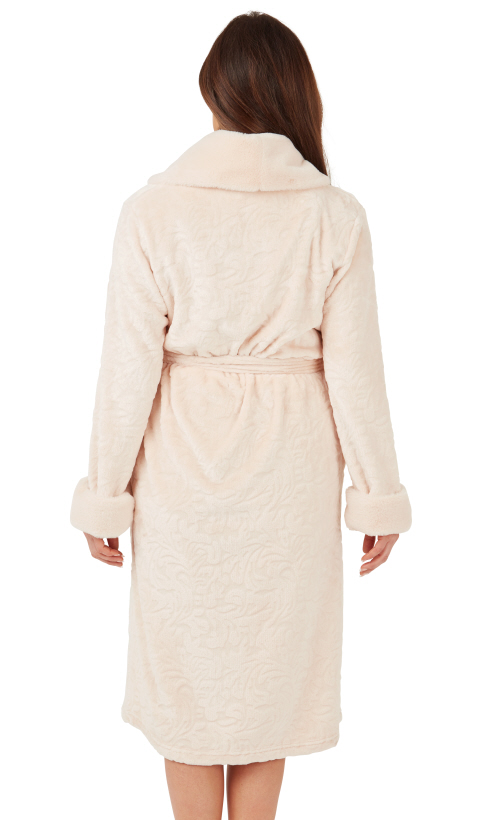 Marlon Shawl Collar Robe With Faux Fur Trim - Suzanne Charles
