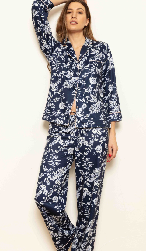 Midnight Fern 100% Cotton Fleece Pyjamas - Suzanne Charles