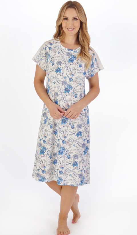 Slenderella Summer Flowers Short Sleeve Nightdress - Suzanne Charles