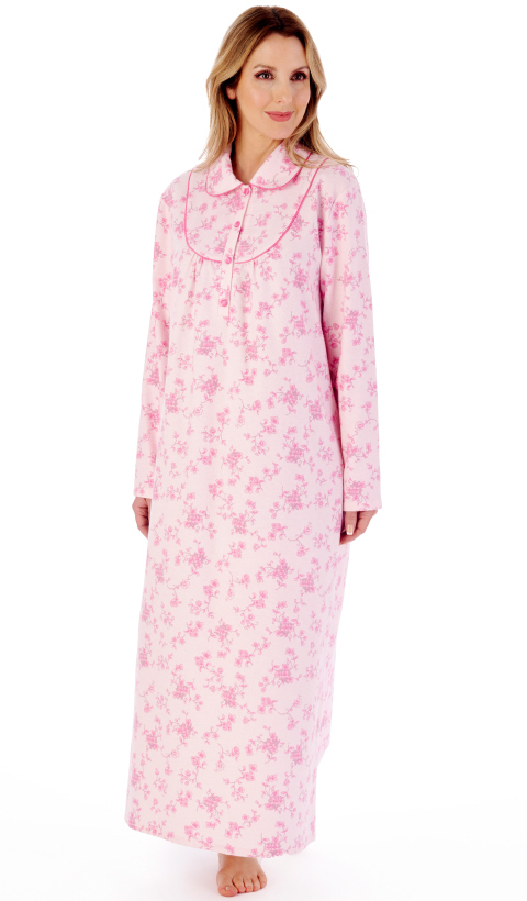 Slenderella Ditsy Floral Brushed Cotton Collared Nightdress - Suzanne ...
