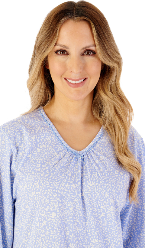 Slenderella Floral V-Neck Long Sleeve Nightdress - Suzanne Charles