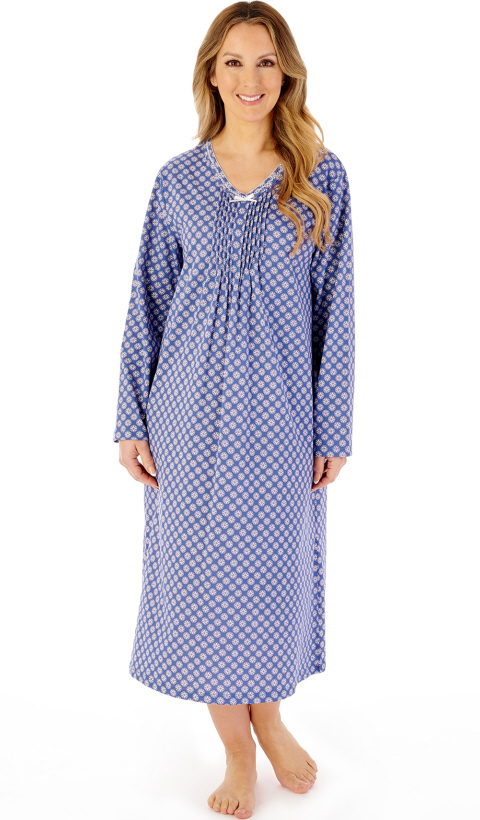 Slenderella Daisy Long Sleeve V-Neck Nightdress - Suzanne Charles