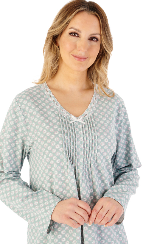 Slenderella Daisy Long Sleeve V-Neck Nightdress - Suzanne Charles