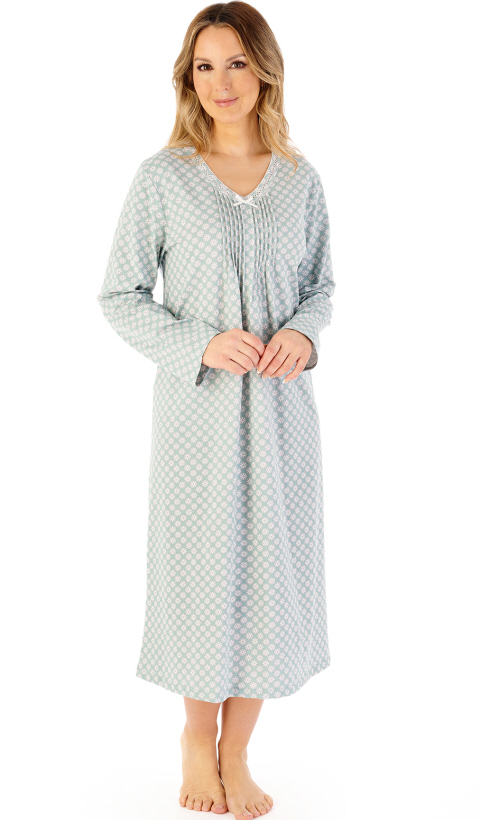Slenderella Daisy Long Sleeve V-Neck Nightdress - Suzanne Charles