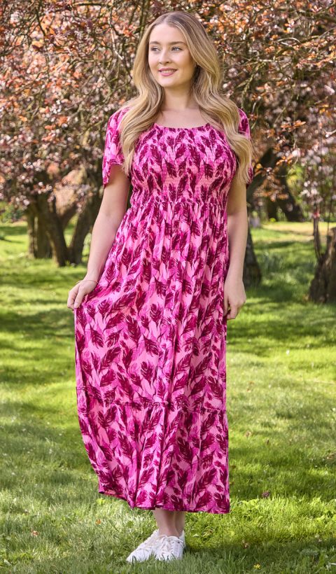Mudflower Feather Print Dress - Suzanne Charles