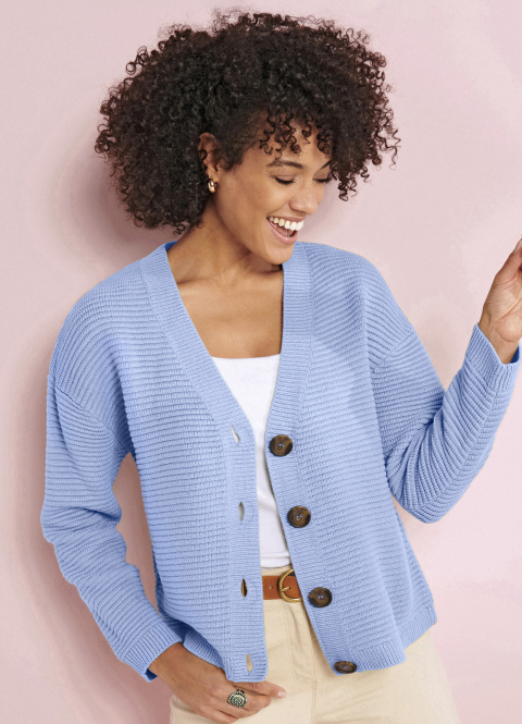 Damart Soft Ribbed Button Cardigan - Suzanne Charles
