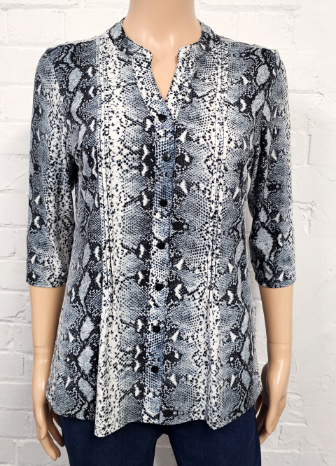 Anamor Blue Tone Snake Print Top - Suzanne Charles